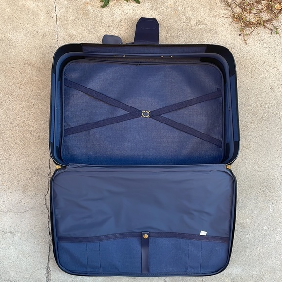 Fifth Avenue | Bags | Vintage Blue Tweed Rectangular Suitcase With ...